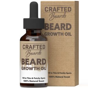 crafted beards beard growth oil serum - 1 fl oz - unscented - helps grow a thicker beard, improves beard health, fills in thin and patchy spots - (1 pack)