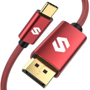 silkland usb c to displayport cable 6ft, type c to dp for 4k@60hz gaming, 2k@165hz 144hz, (thunderbolt 3/4) compatible with macbook pro/air m1 m2, imac, xps 13/15, surface book 2 and more red