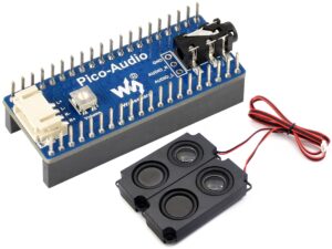 bicool audio expansion module for raspberry pi pico, pcm5101a low power stereo decoder,8~384000hz sampling rate, dual channels speaker headers,using i2s bus,headphonespeaker output concurrently