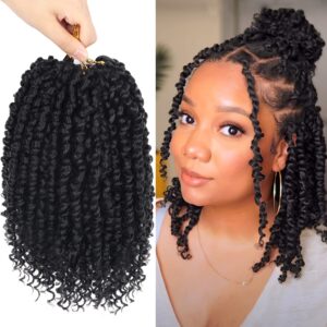 bileaf 8 packs passion twist crochet hair 10 inch pre-twisted short crochet passion twist hair, pre looped passion twist crochet braids bohemian crochet hair 1b