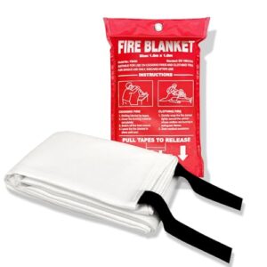 siterwell fire blanket, fiberglass fire suppression blanket for emergency surival，emergency blanket with heat insulation, survival blanket for home, grill, car, boat,1-pack