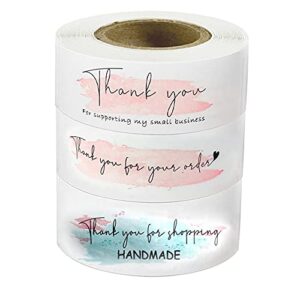 thank you rectangular sticker roll, white thank you label stickers, 360 pcs 3 x 1 inch unique designed labels for envelope packaging bags and handmade products by hubhnb