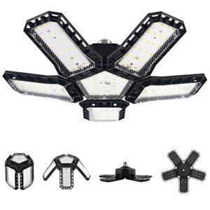 bosite garage light 120w led garage light 12000lm 6500k deformable garage lights ceiling led shop light with 5 adjustable panels, barn light led lights for garage barn basement