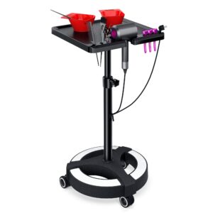 deer beauty salon tray - metal instrument trolley for hairdressers stylists tattoo artists with 2 magnetic color bowls smooth rolling service cart for professional salon home use