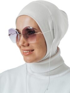 veilwear instant hijab for headphones and glasses, sport head scarf, ready to wear muslim accessories for women (white1)