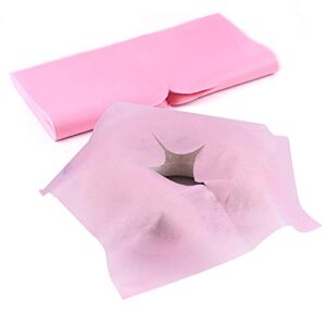 okekon disposable face cradle covers – ultra soft non-sticking massage face covers/headrest covers for massage tables & massage chairs spa salon massage headrest cover pink, 100 pcs