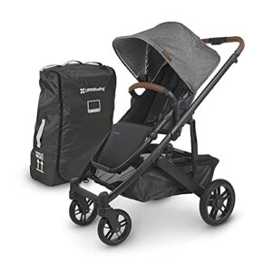 cruz v2 stroller – greyson (charcoal mélange/carbon/saddle leather) + travel bag for vista, vista v2, cruz, cruz v2