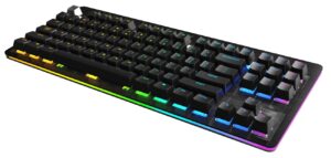 mountain everest core mechanical gaming keyboard - usb hub - cherry mx hot-swappable switches - rgb backlit (midnight black, red - linear & quiet)