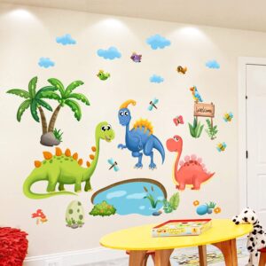 watercolor dinosaur wall decals stickers boys bedroom decoration home baby room decorations kids bedroom playroom art party supply gift