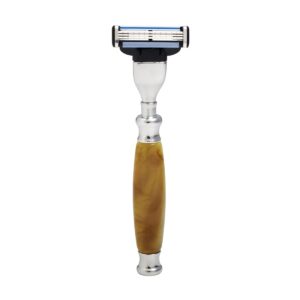 union razors ss1rz razor with wood tiger eye handle brown