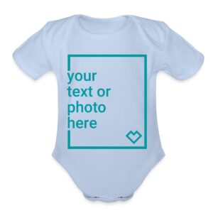 spreadshirt custom baby gifts add your own text or image personalised organic short sleeve baby bodysuit, newborn, sky