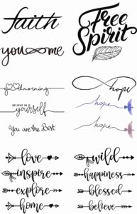 dopetattoo 6 sheets temporary tattoos boho arrows watercolor bird feather inspirational word calligraphy phrase quote hand temporary tattoo neck arm chest for women men adults