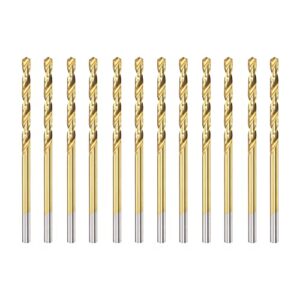 uxcell high speed steel straight shank twist drill bit fully ground titanium coated 2.6mm drill diameter 57mm total length 25mm drill bit length 12 pcs