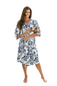 baby be mine mommy & me delivery robe with matching baby receiving gown & hat set (l/xl pre pregnancy 12-18, serra)