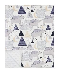 vollmic baby blanket bedding flannel fleece minky blanket unisex baby plush blanket with dotted backing (polar bear)