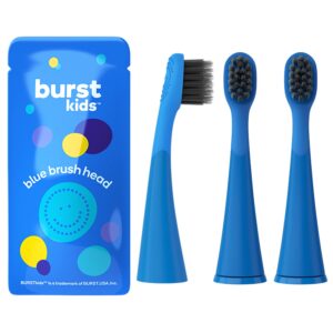 burst genuine replacement heads for kids electric toothbrush (blue/3 pack) | perfect fit | ultra soft bristles | 9 months of supply