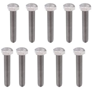 juvielich m10x60mm hex head screw bolts 304 stainless steel fully threaded hex tap bolts silver tone 10pcs