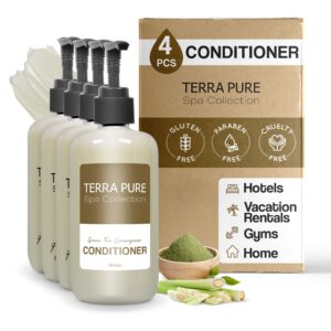 terra pure conditioner | spa collection | hotel amenities in pump bottle | 10.14 oz. / 300 ml (4 bottles)