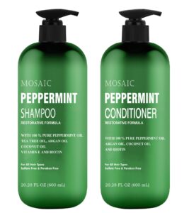 peppermint oil shampoo and conditioner set for hair growth and thickening - for thinning hair and hair loss treatments for women & men, sulfate free, 20.2 fl oz each