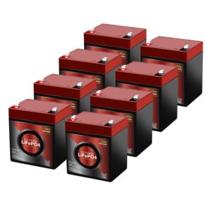 eci power 8 pack 12v 5ah lithium lifepo4 deep cycle rechargeable battery | 2000-5000 life cycles & 10-year lifetime | built-in bms