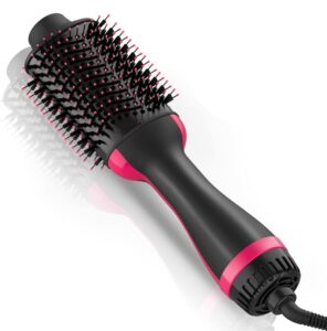 lpstea hair dryer brush for women, 4 in 1 hot air brush, one step hair dryer & styler volumizer with enhanced titanium barrel, red