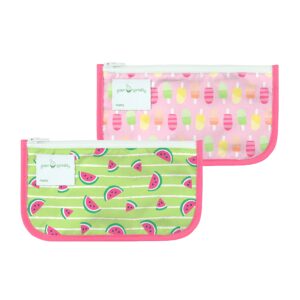 green sprouts reusable snack bags (2 pack) holds food, utensils, wipes, & more food-safe, waterproof, easy-clean material