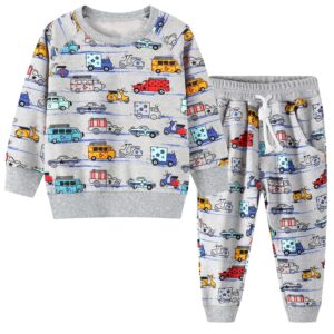 ddsol toddler boy clothes 2pcs vehicle cars sweatshirt and jogger sweatpant set kids fall winter playwear outfits 3t