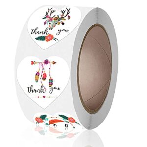 love heart-shaped thank you sticker roll, business sticker, 500 labels, each 1.5 inches in diameter,