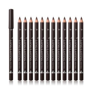 sumeitang 12 pcs dark brown eyebrow pencil eyeliner makeup，soft textured，easy to color，waterproof，long lasting eyebrow tint pen for fills in sparse areas and gaps create a natural eye brow