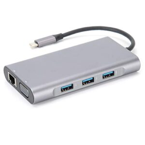 10‑in‑1 docking station type‑c high speed usb3.0 fast transmission, for hdmi 4k memory card pd audio vga rj45 pd hub, 3840x2160p ultra-slim data usb hub adaptor