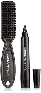 gordon andres water proof beard pencil for men, long lasting coverage & natural finish - beard, moustache & eyebrows - micro-fork tip for seamless application - includes brush for blending (black)