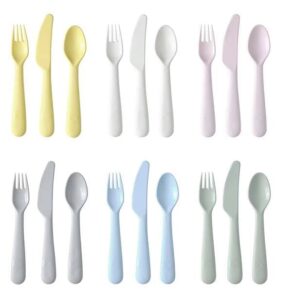 ikea 704.613.85 kalas 18-piece flatware set, mixed colours, easier for a child to cut and divide food, easy for children to grip in their small hands, the knife has a serrated edge