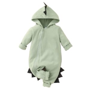 ddluzqual newborn infant baby boys girls cartoon dinosaur halloween thanksgiving christmas hoodie romper jumpsuit outfits clothes gift 0-18m