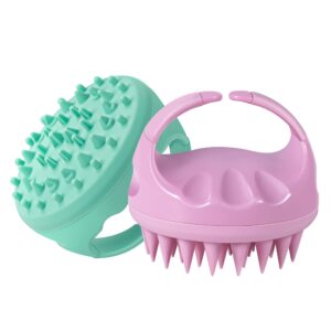 heeta hair scalp massager and anti cellulite massager, scalp scrubber for hair growth, silicone cellulite remover for exfoliator, skin and hair care brush for women, men, and kids (pink & green)