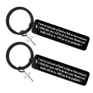 godparent gifts from godchild will you be my godmother/godfather keychain set godparents announcement gift christening gift first communion gift for godmother godfather baptism gift godparents jewelry