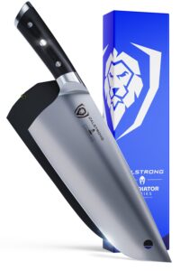 dalstrong meat cleaver knife-10-the bestiarius-gladiator series-forged german high carbon steel- heavy duty giftable kitchen knife-black handle- w/sheath- razor sharp - nsf certified