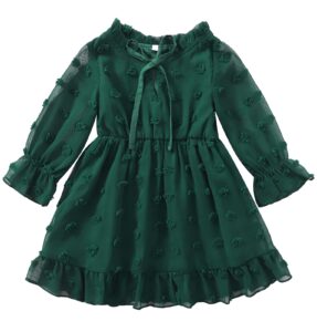 maacie girls fall casual dress christmas dress holiday dress babydoll dress green 18m