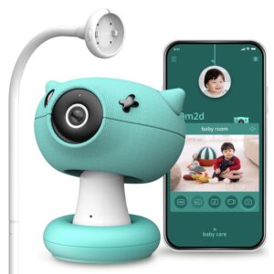 pixsee smart baby monitor with 5-in-1 camera stand bundle, cry recognition and decoder, temperature and humidity detection, 2-way talk, fhd video 5mp non-distorting camera, non pixelated night vision