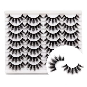 veleasha lashes 3d faux mink lashes fluffy false eyelashes natural look 14 pairs lashes pack luxury wispy fake eyelashes (3d07)