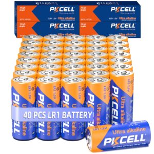 pkcell n size 1.5v alkaline batteries, mn9100/e90/lr1 medical battery 40 pack, long-lasting for medical devices, gps trackers, key fobs, and more