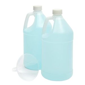 built industrial 2 pack refillable plastic gallon jugs with lids and funnel, 4.9 x 5.3 funnel