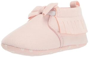 gerber baby moccasins crib shoes newborn infant neutral boys girls, pink fringe, 3 6 months unisex