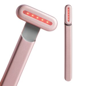 solawave 4-in-1 facial wand | red light therapy for face and neck | microcurrent facial device for anti-aging | skin tightening machine | face massager | facial wand (rose gold)