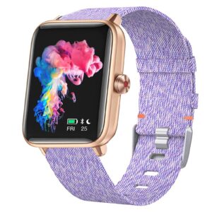 lamshaw gt01 smartwatch band, breathable nylon woven fabric replacement accessory strap compatible for dirrelo gt01 / letscom gt01 1.55" / hamile smart watch/fitpolo gt01 smartwatch (purple)