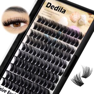 dedila 120 pcs handmade d curl makeup clusters eye lashes extensions mixed 10-12-14-16mm/12-14-16mm/14-16-18mm d curl soft and lightweight individual false eyelashes wide stem (mixed 12-14-16mm)