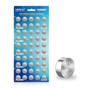 pgsonic 50 pack lr44 batteries, 1.5 volt alkaline button cell batteries with long lasting power