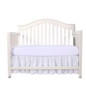 white crib bed skirt- perfect for nursery crib for boys & girls with a 14" drop and size 28x52