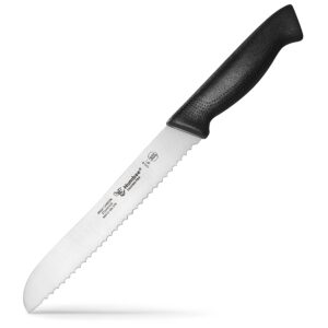 humbee cusine pro, 8 inch bread knife, serrated knife wave razor-sharp blade comfortable grip dishwasher safe, nsf certified, black