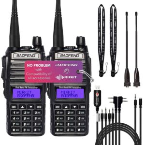 mirkit bundle with 2pcs radio baofeng uv-82 mk5 8 watt max power - 2pcs of dual band antenna upgraded mp-701 sma female vhf/uhf 8.5inch - 6 in 1 ftdi usb programming cable