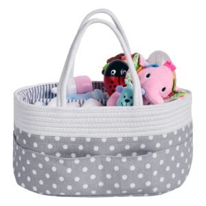 baby diaper caddy organizer, rope nursery storage basket with removable division inserts, 3 grids 8 pouches, for baby boy or girl shower gifts newborn essential stuff registry must haves item